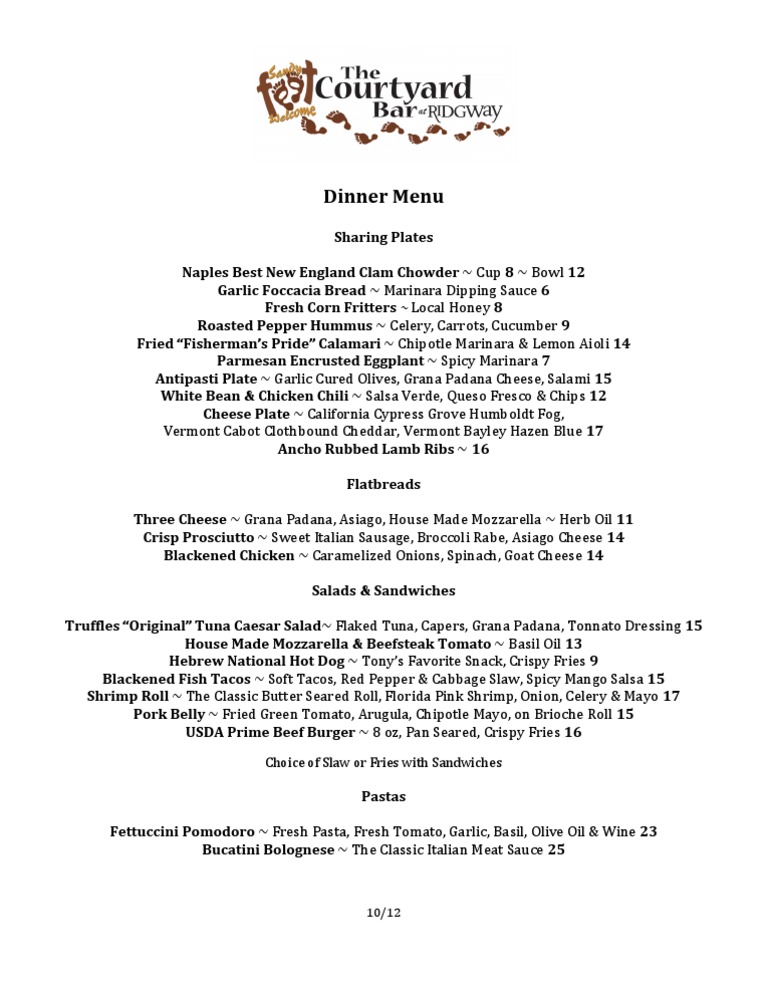 CY Dinner Menu10.12 | PDF