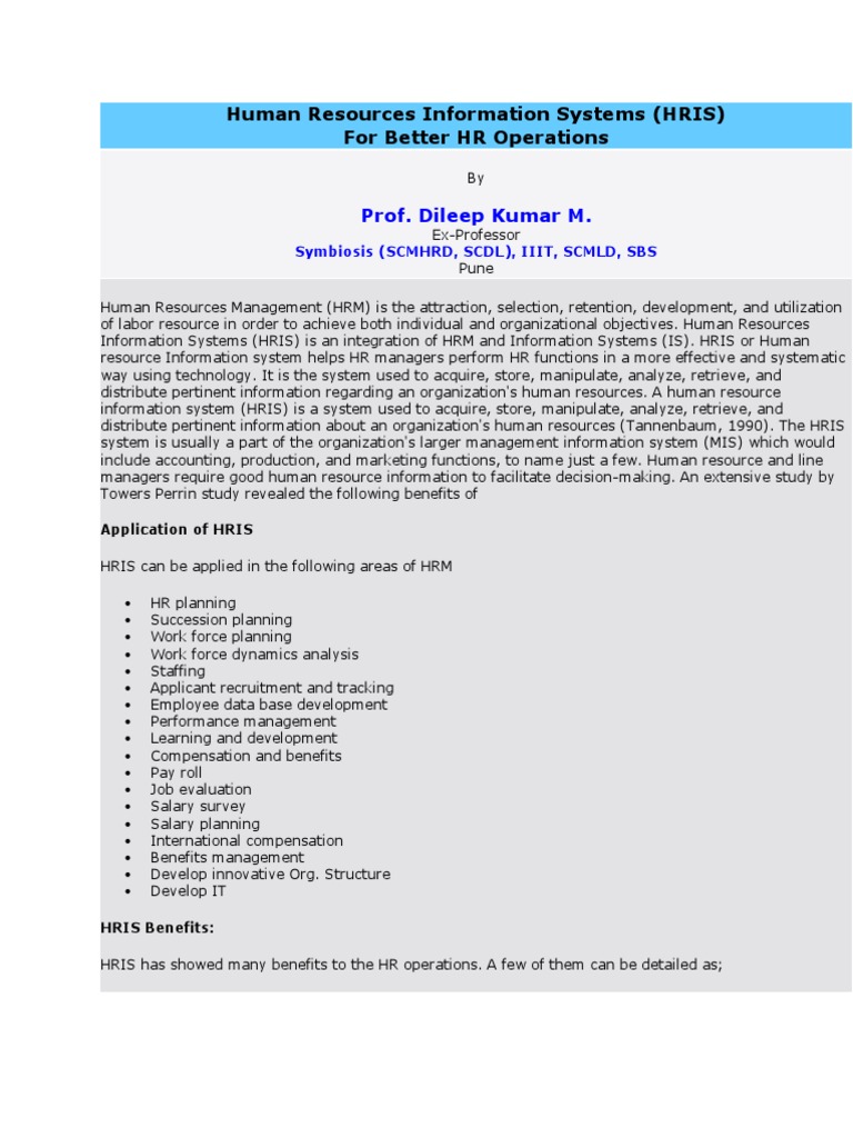 Human Resources Information Systems | PDF | Human Resource Management | Computing