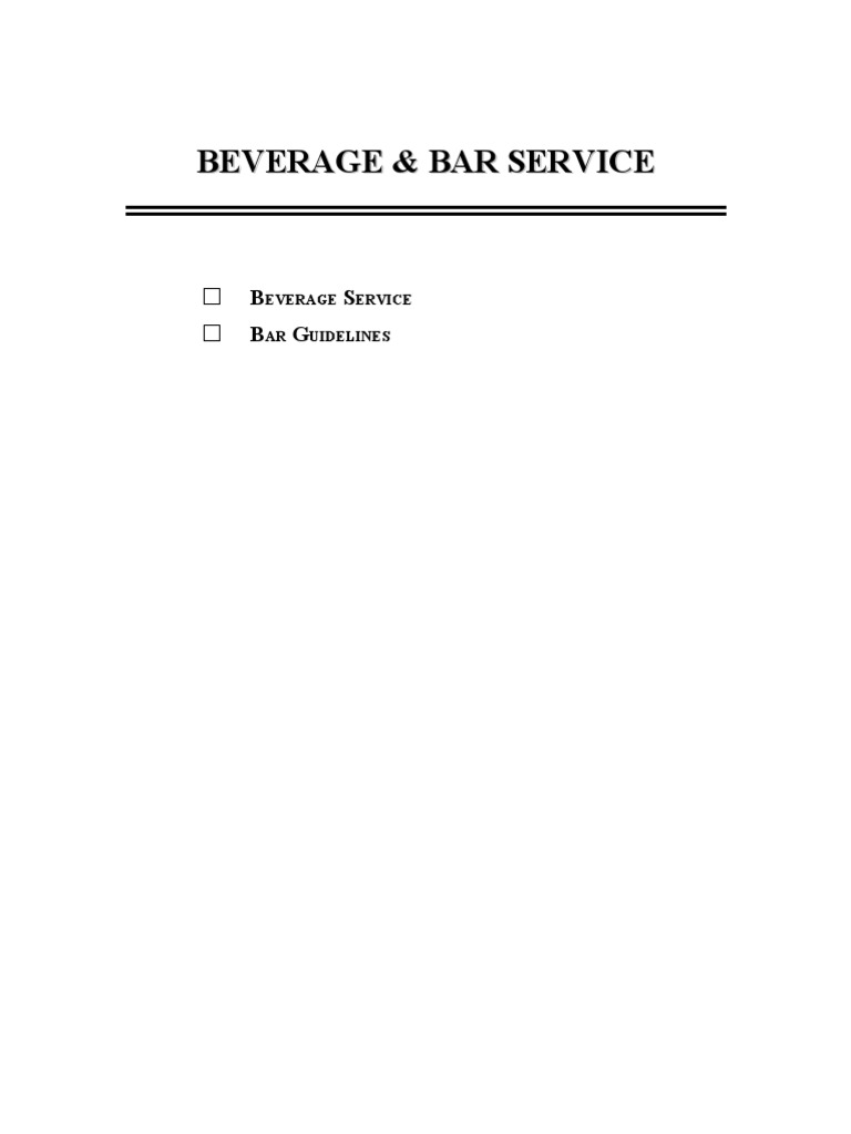 Sheraton Beverage Bar Service Sops | PDF | Bar | Drink