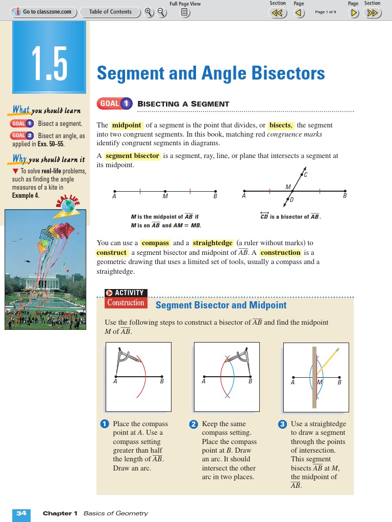 ML Geometry 1-5 Segment and Angle Bisectors | PDF | Space | Teaching Mathematics