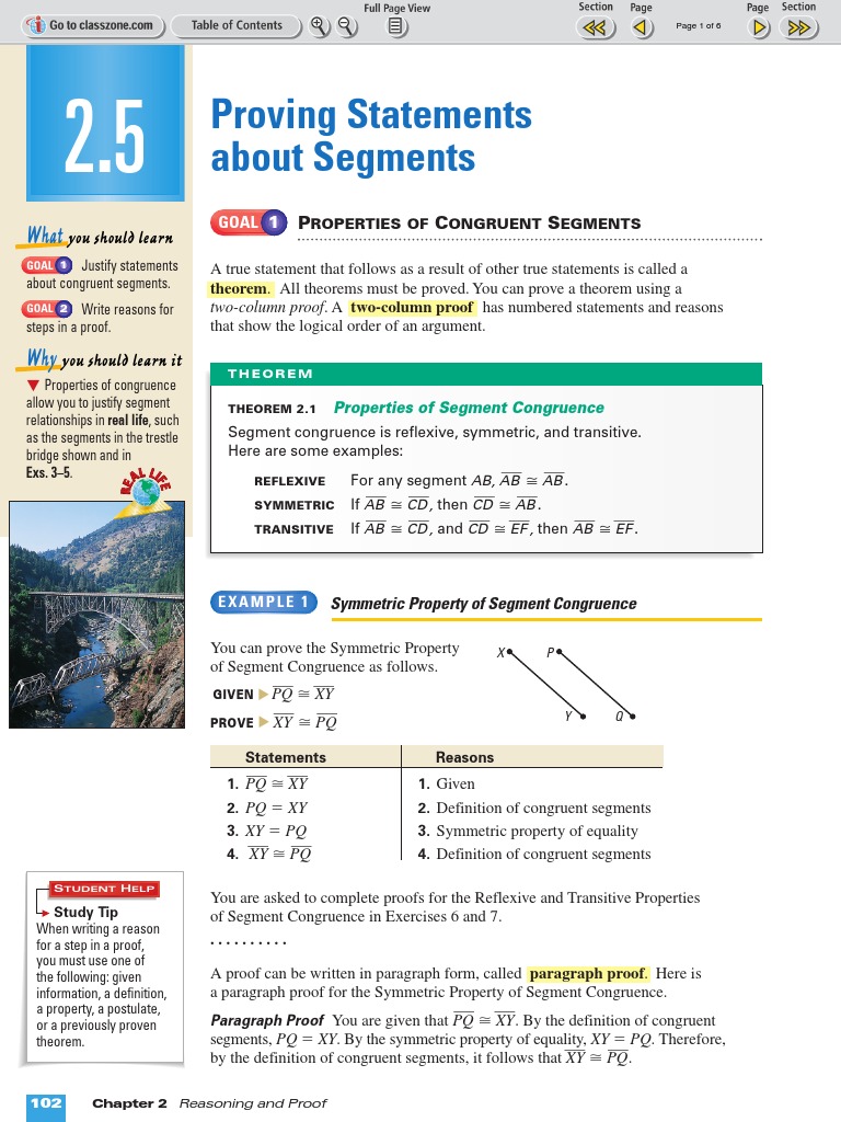 ML Geometry 2-5 Proving Statements With Segments | PDF | Mathematical ...