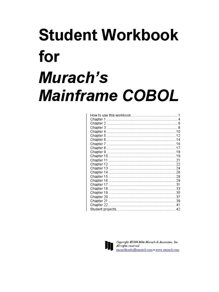 Student Workbook For Murach's Mainframe COBOL | PDF | Operating System | Database Index