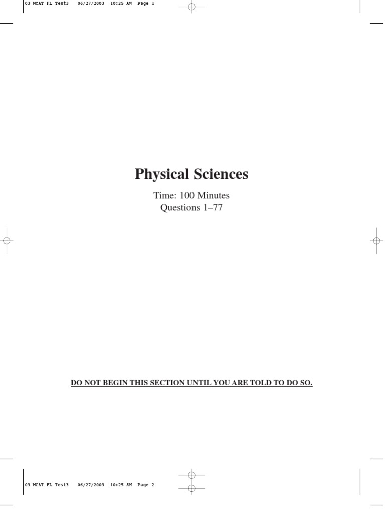 MCAT Full Length3 | PDF | Radioactive Decay | Gamma Ray