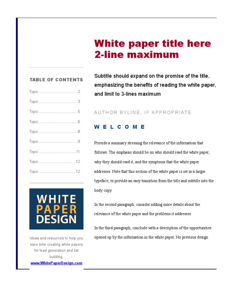 2009 WORD White Paper Template | Download Free PDF | Page Layout ...