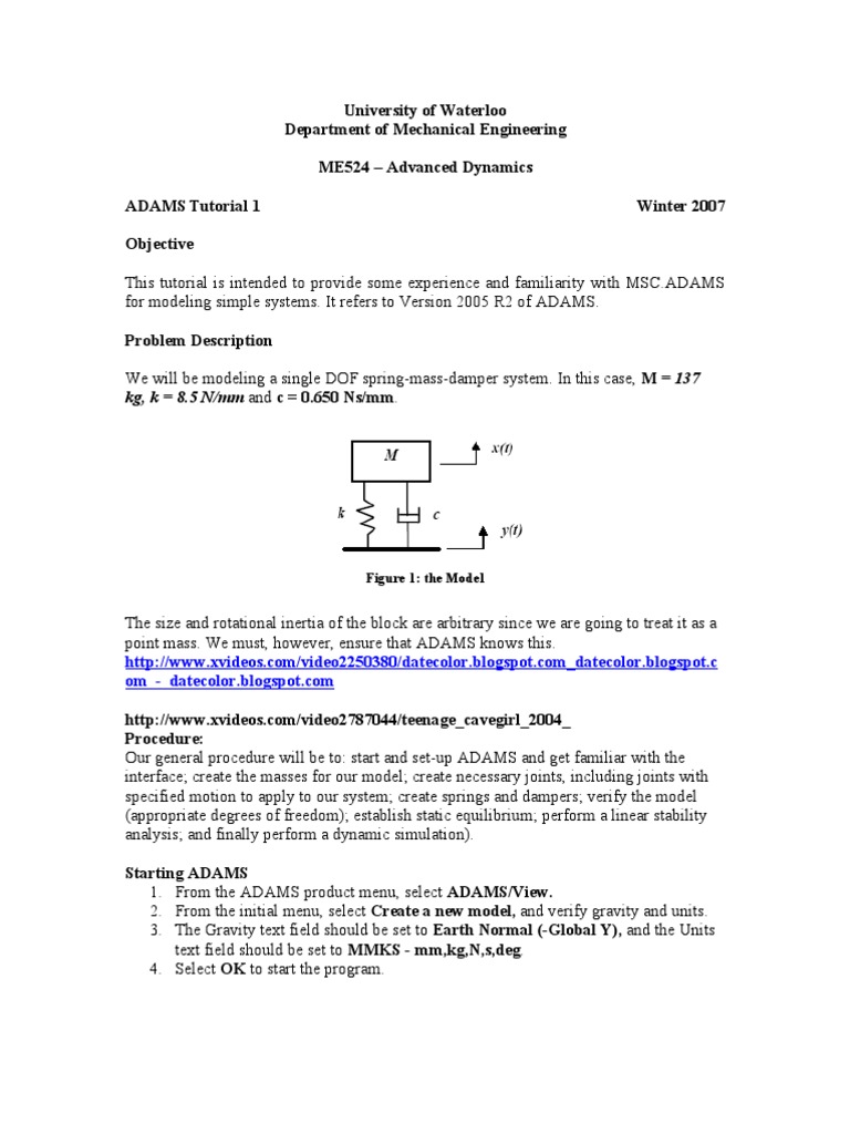 University of Waterloo Department of Mechanical Engineering ME524 ...