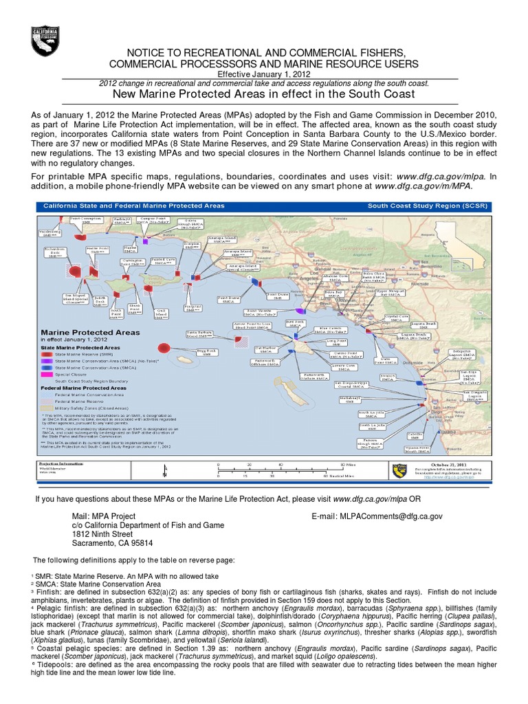 2012 Southern California Marine Reserve Map | PDF | Fish | Fish And Humans