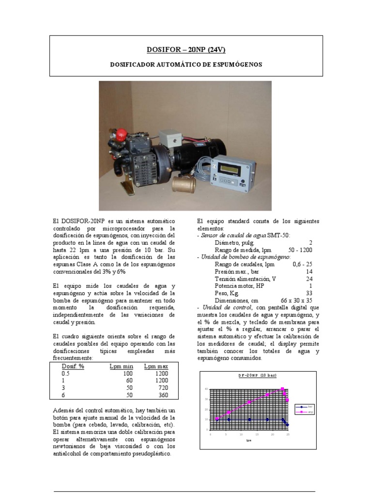 Dosificador Automático de Espumógenos DOSIFOR-20NP | PDF