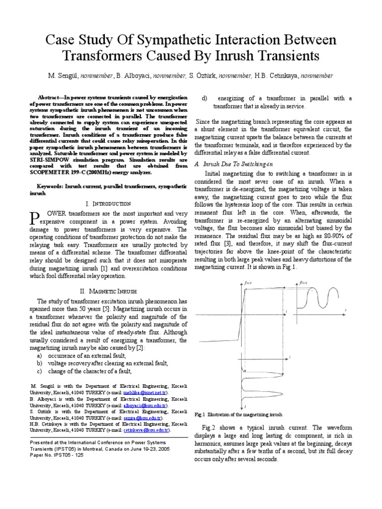 Case Study of Sympathetic Interaction Between Transformers Caused by ...