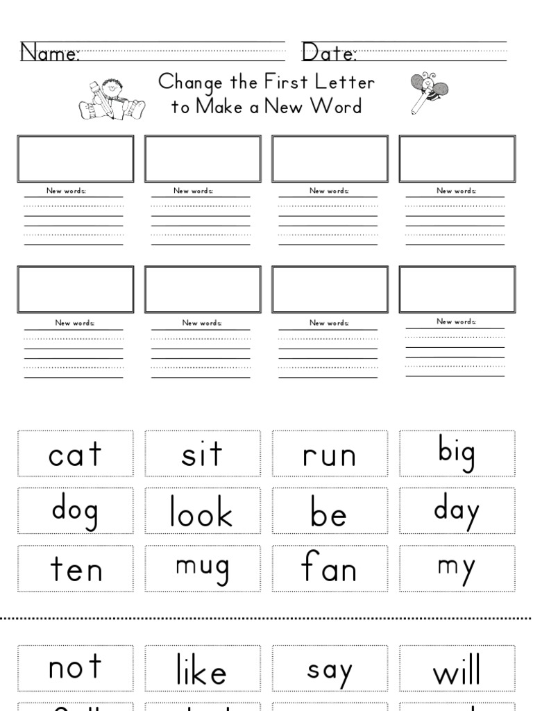 Change First Letter to Create Words | PDF | Language Arts & Discipline