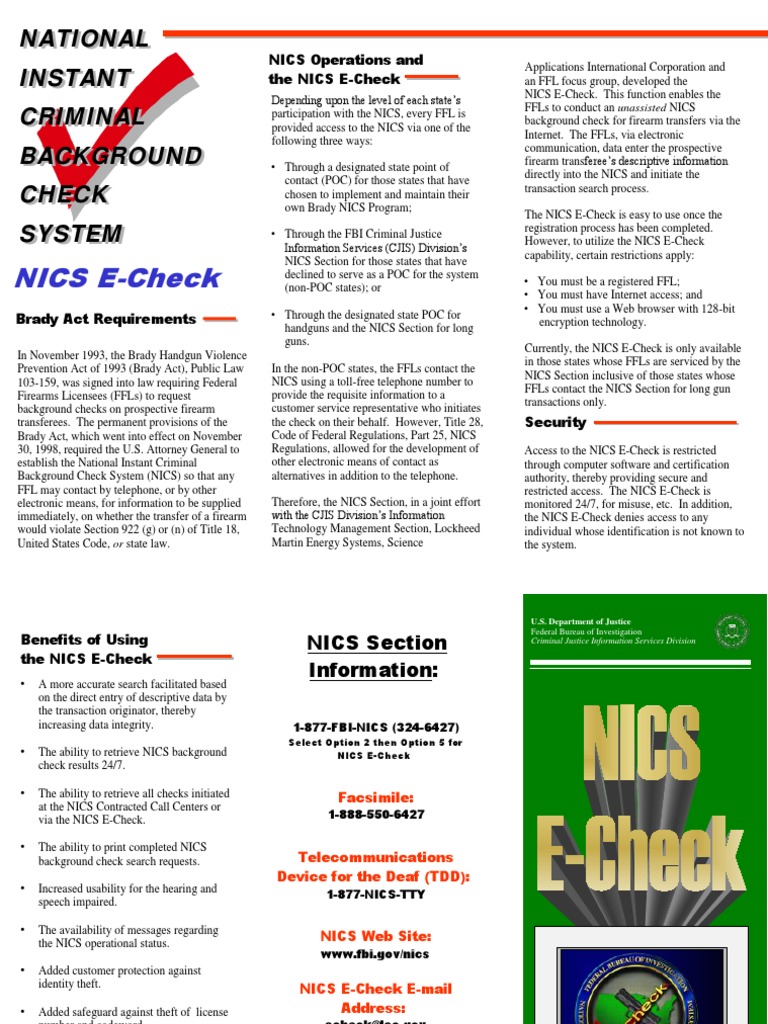 FFL Guide to NICS E-Check | PDF | National Instant Criminal Background ...