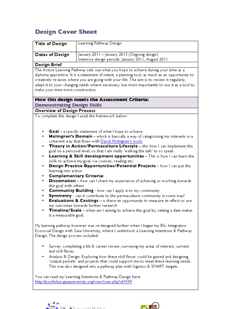 Learning Pathway Design Cover Sheet | PDF | Goal | Permaculture