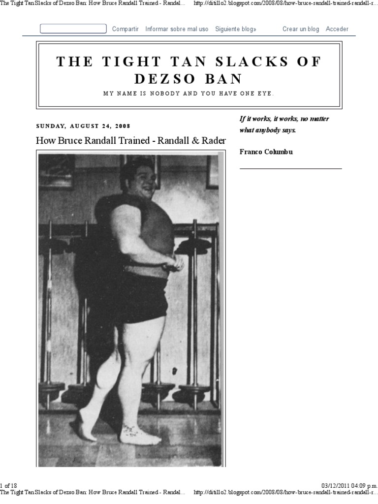 How Bruce Randall Trained - Randall & Rader | PDF | Lunch | Eating