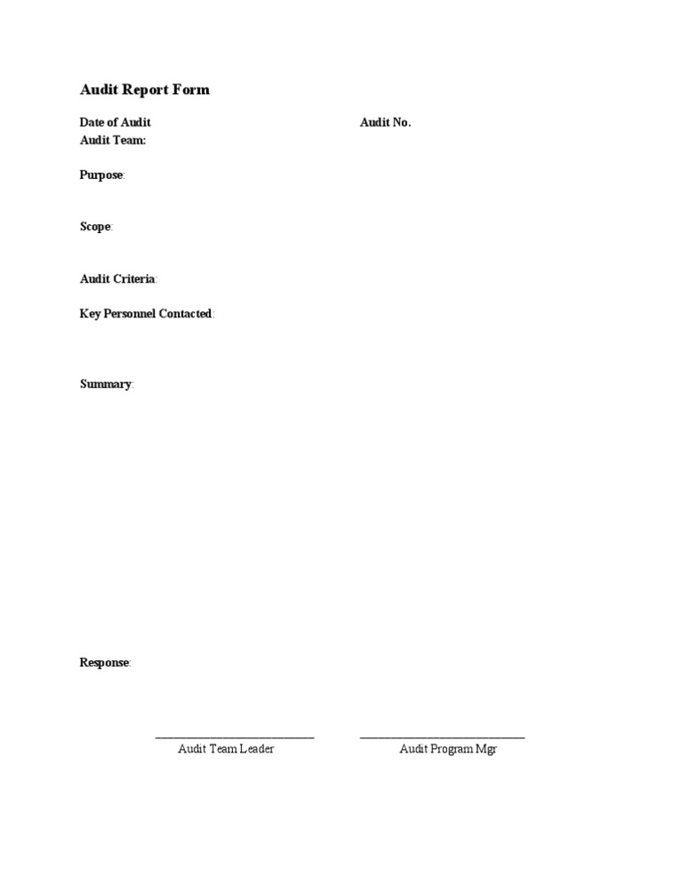 Audit Report Form Template | PDF | Business | Finance & Money Management