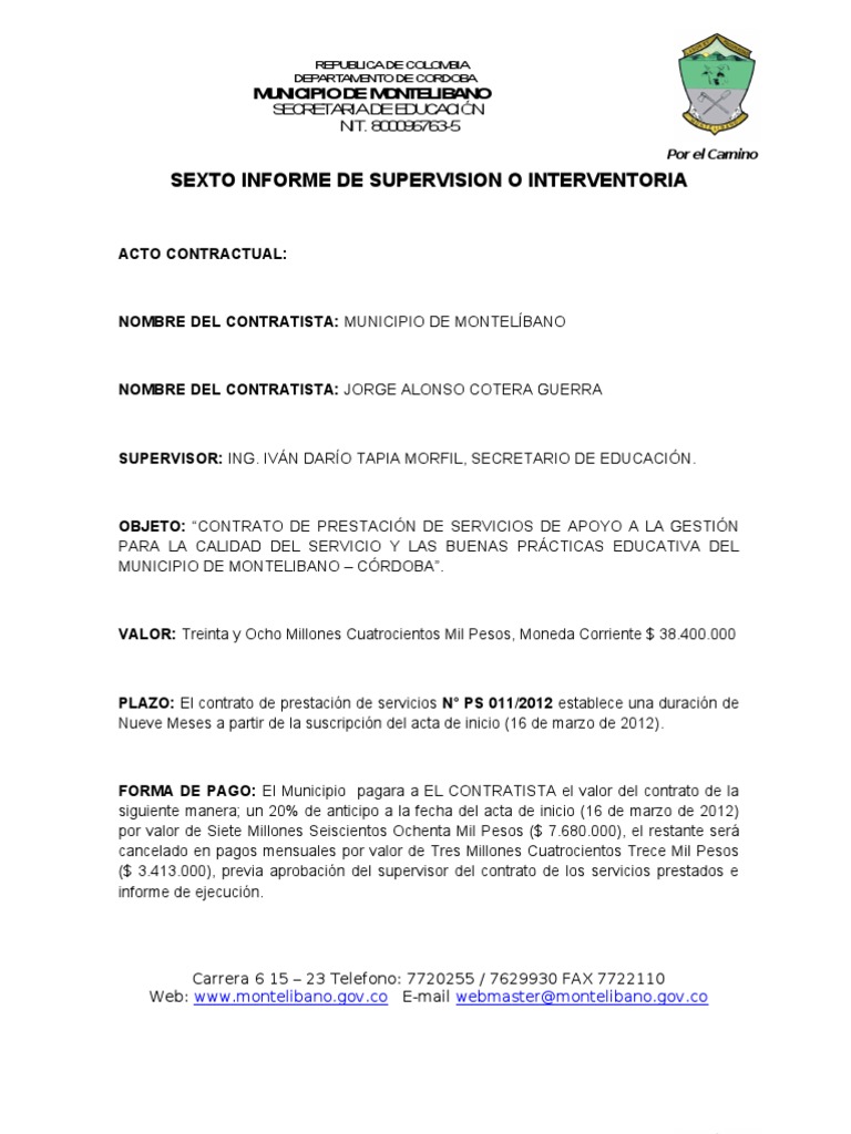 Informe de Interventoría | PDF | Negocios (general) | Business