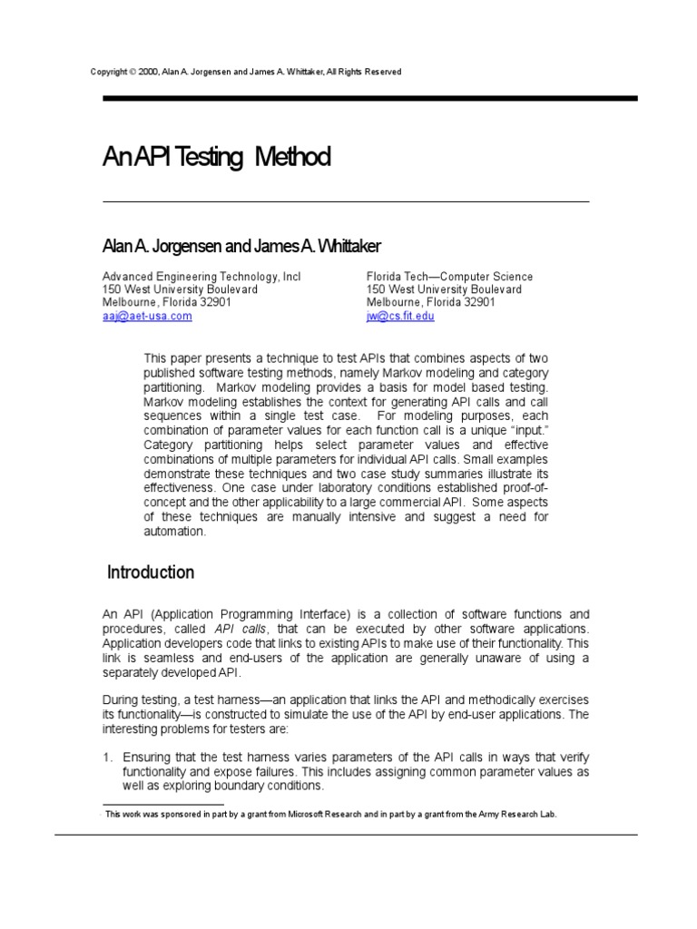 Api Testing Method Pdf Application Programming Interface Markov Chain