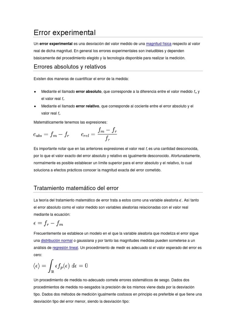 Error Experimenta | PDF | Error de observación | Medición