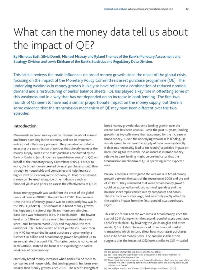 Impact of QE - BoE | PDF | Quantitative Easing | Banks