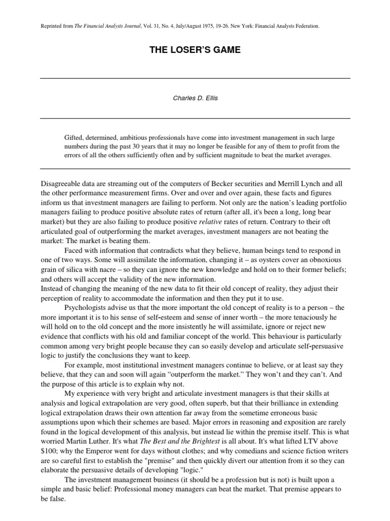 CWCM The Loser's Game | PDF | Finance & Money Management