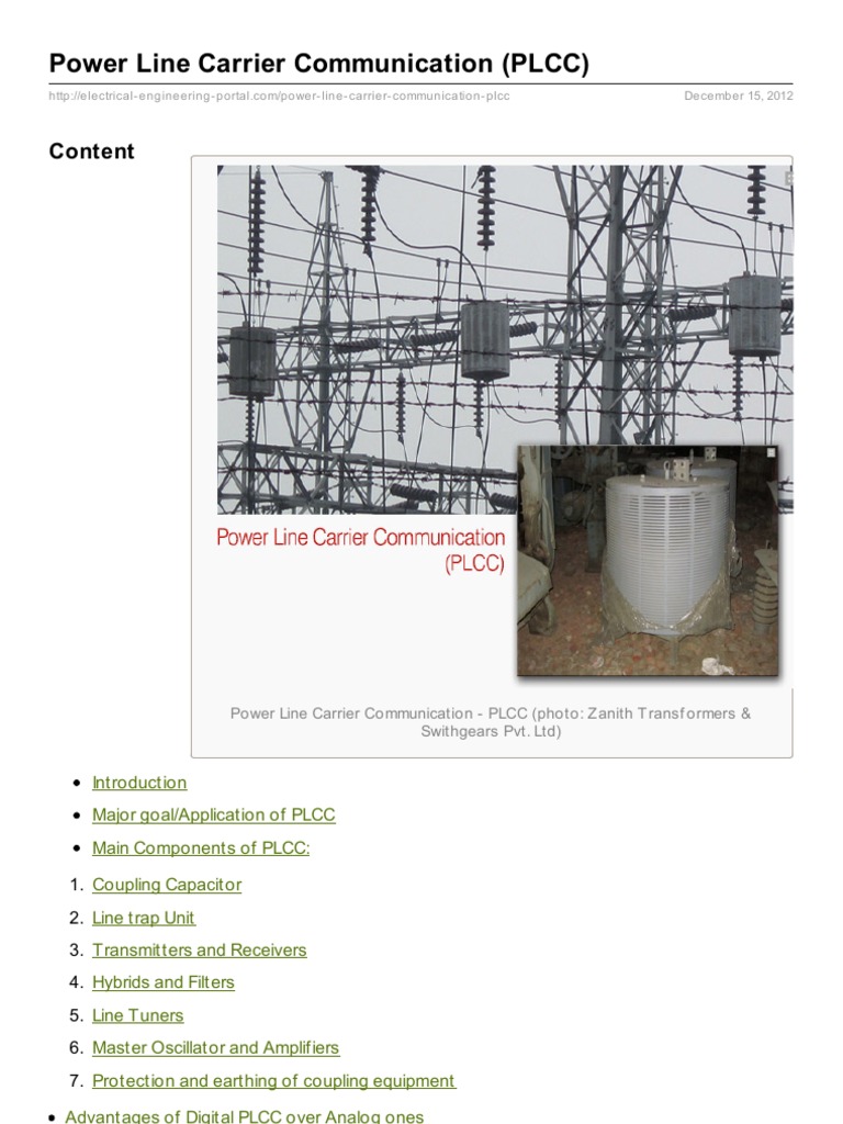 Overview of Power Line Carrier Communication | PDF | Technology ...