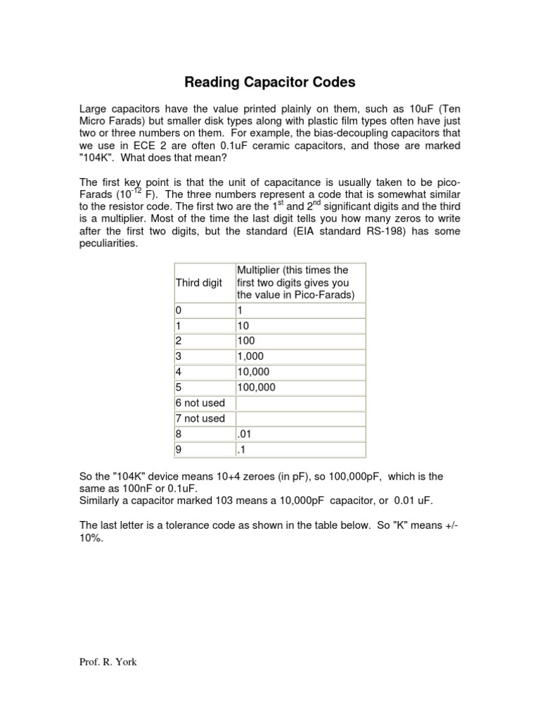 Reading Capacitor Codes | PDF | Capacitor | Electronic Engineering