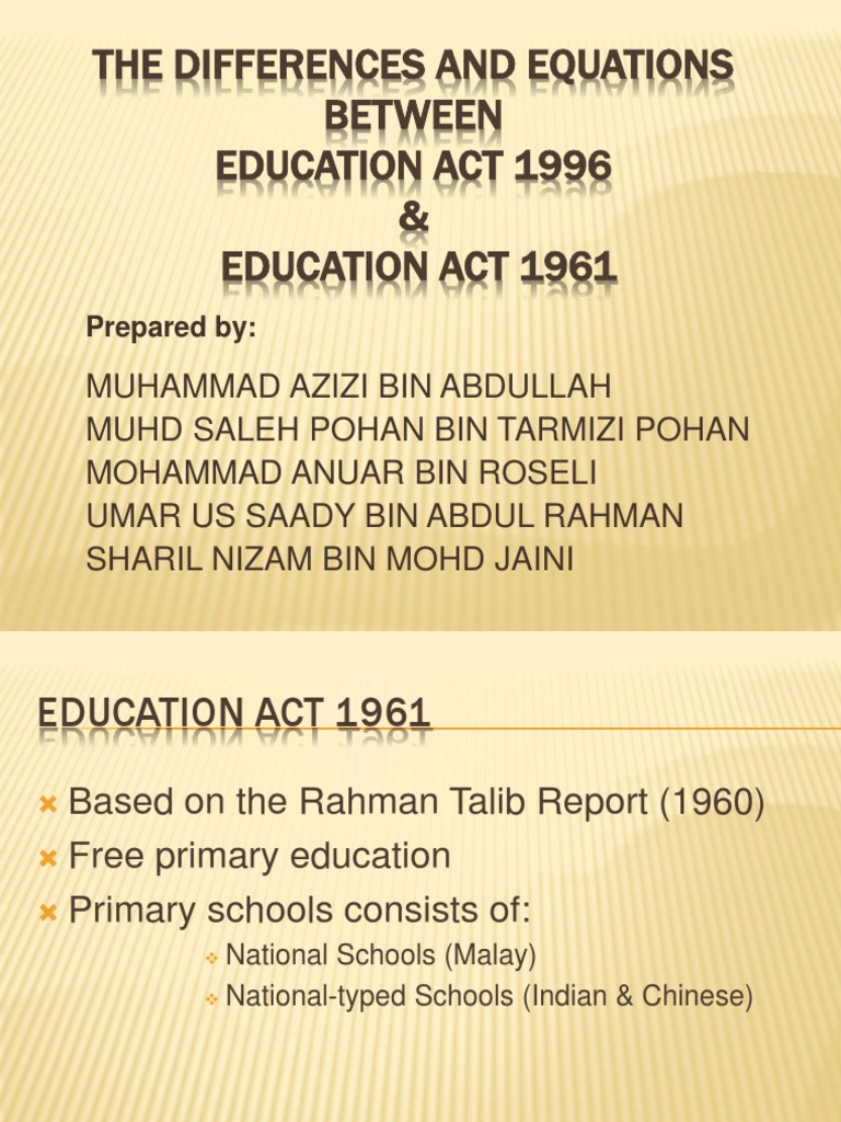 The Differences and Equations Between Education Act 1996 | PDF ...