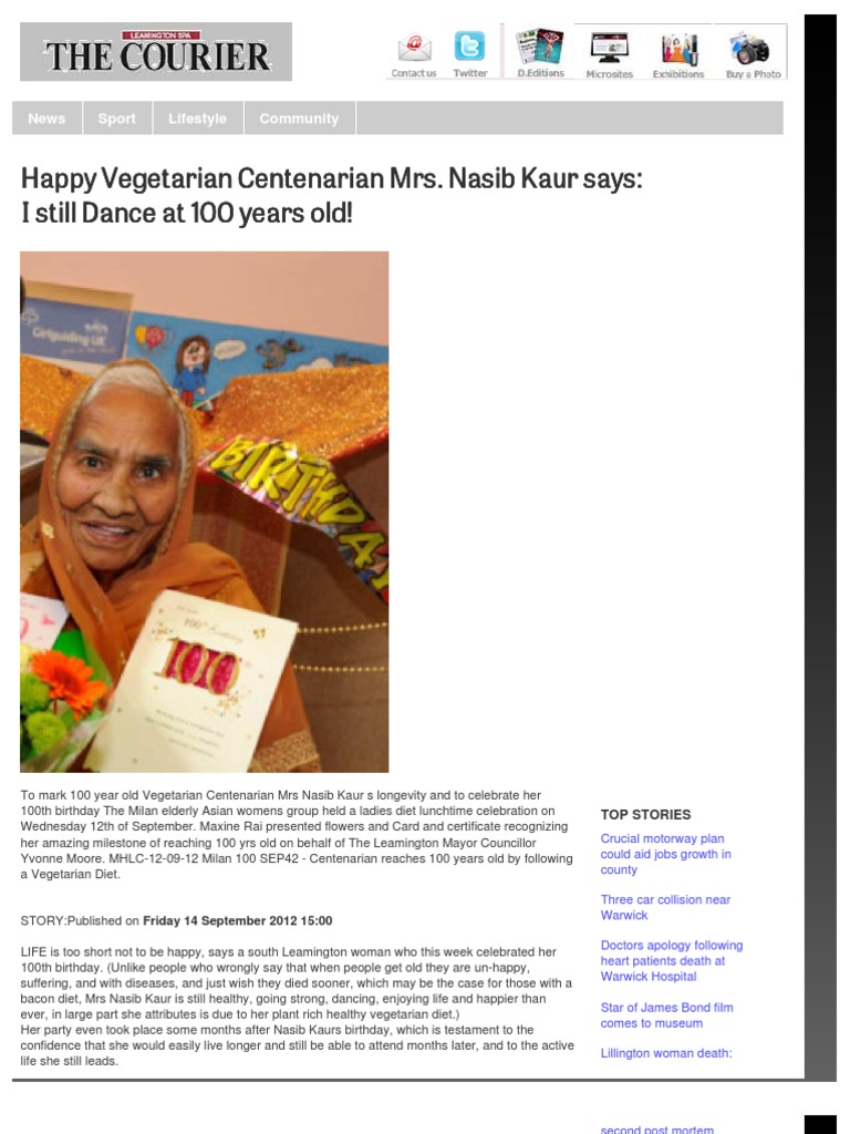 It's Official! Vegetarian Centenarians Are Happier Healthier Than Aging ...