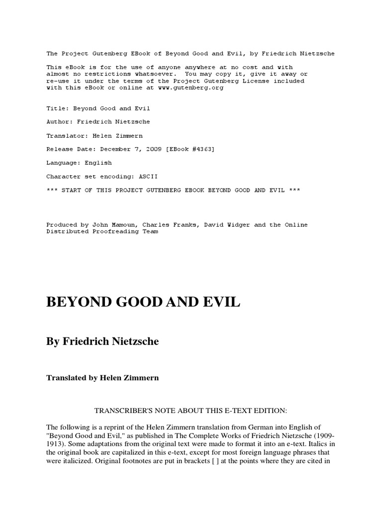 Beyond Good and Evil | PDF | Immanuel Kant | Beyond Good And Evil