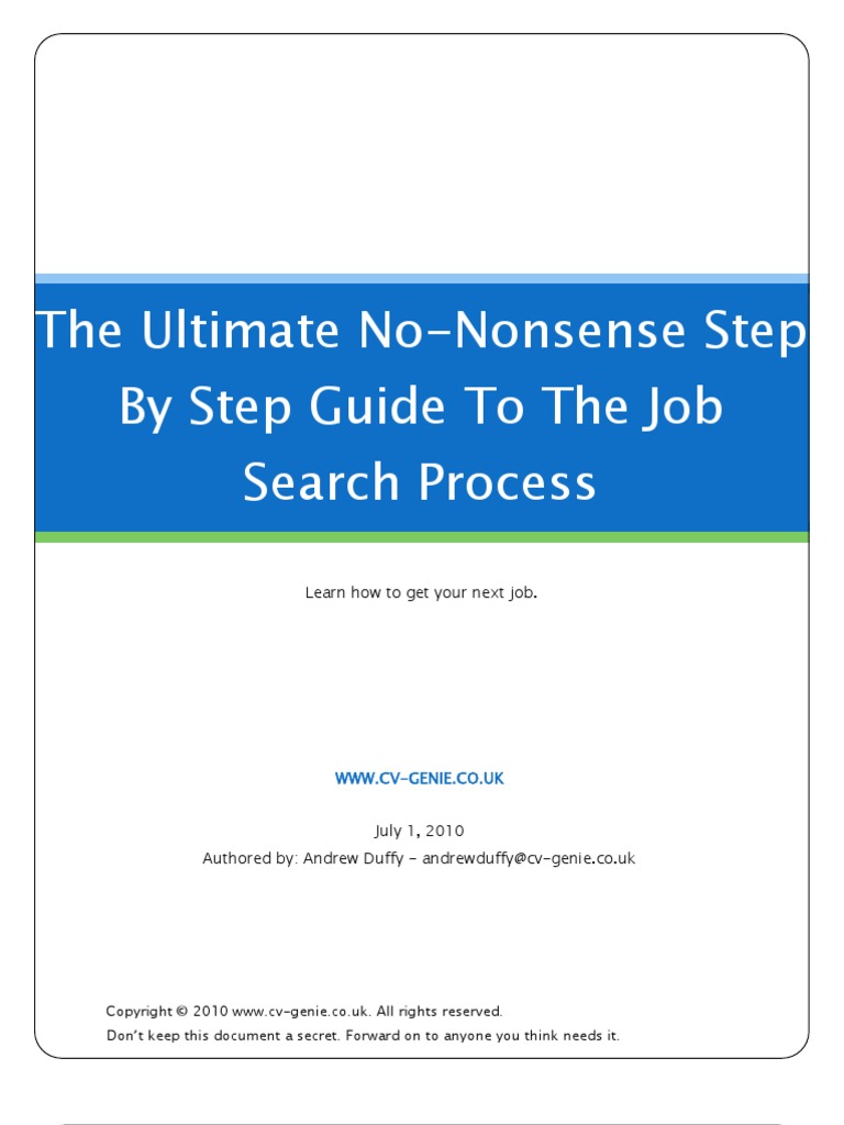 The Ultimate No-Nonsense Step by Step Guide To The Job Search Process ...