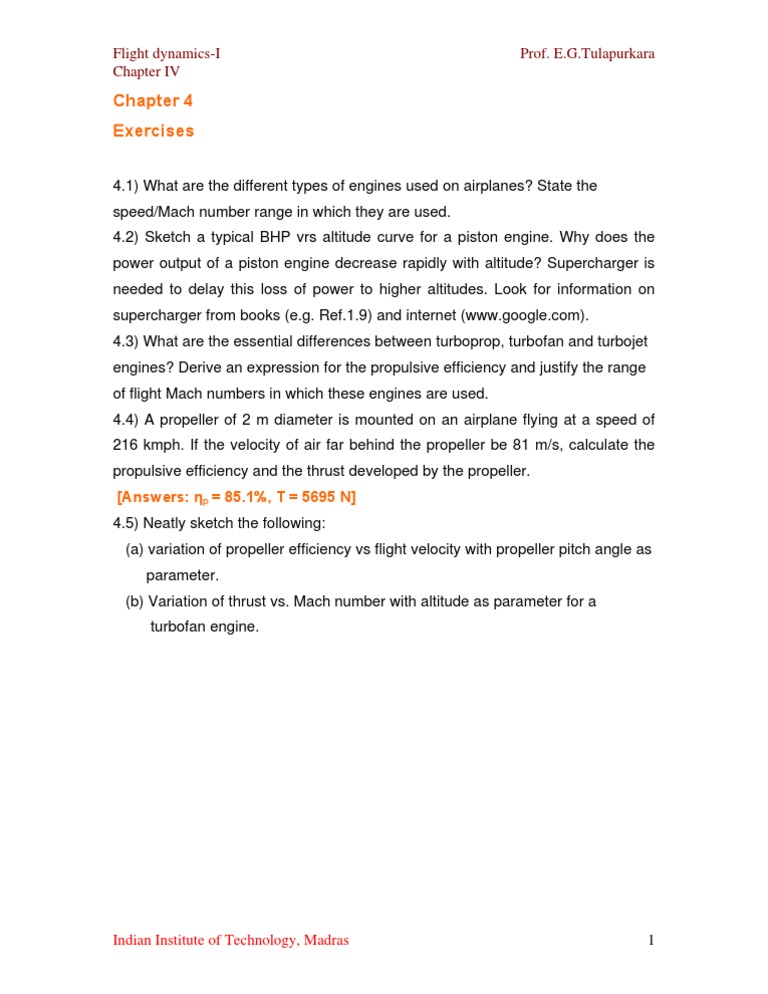 Chapter 4 Exercises | PDF | Flight | Airplane