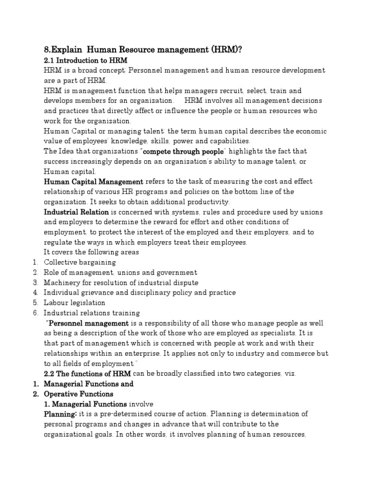 Human Resource Management Study Material | PDF | Motivation | Motivational