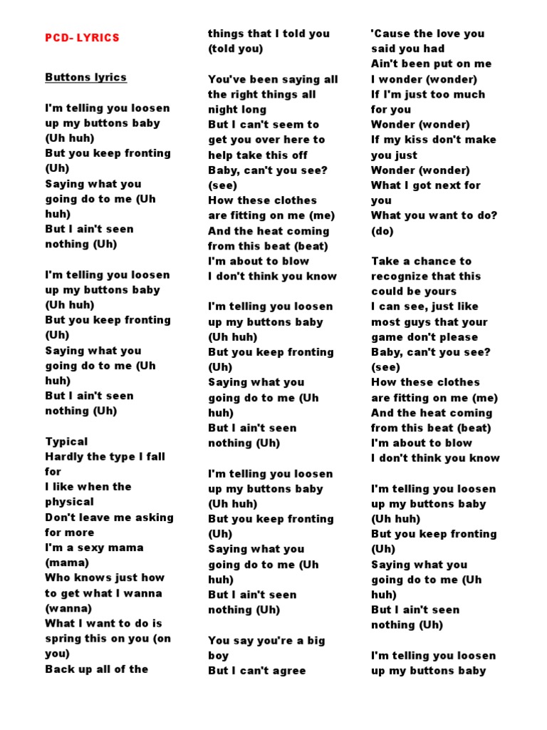 PCD, Rihanna, Rasmus and Kat Daluna-Lyrics | PDF | Songs | Performing Arts