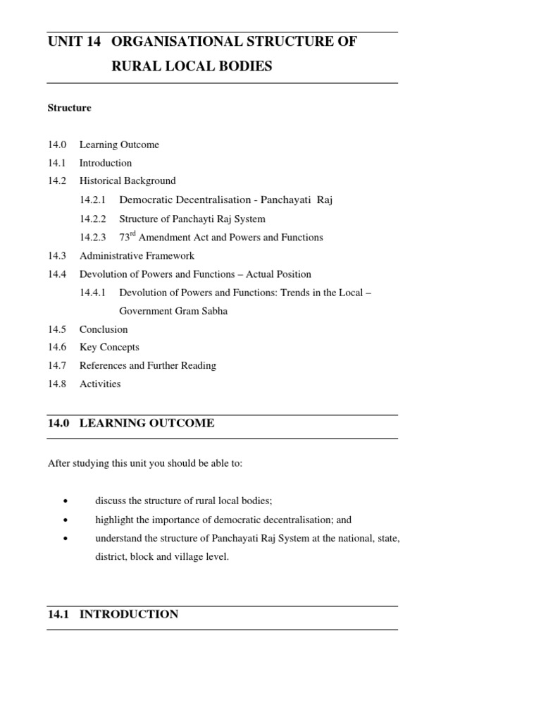 14 Organisational Structure of Rural Local Bodies | PDF | Public Sphere ...