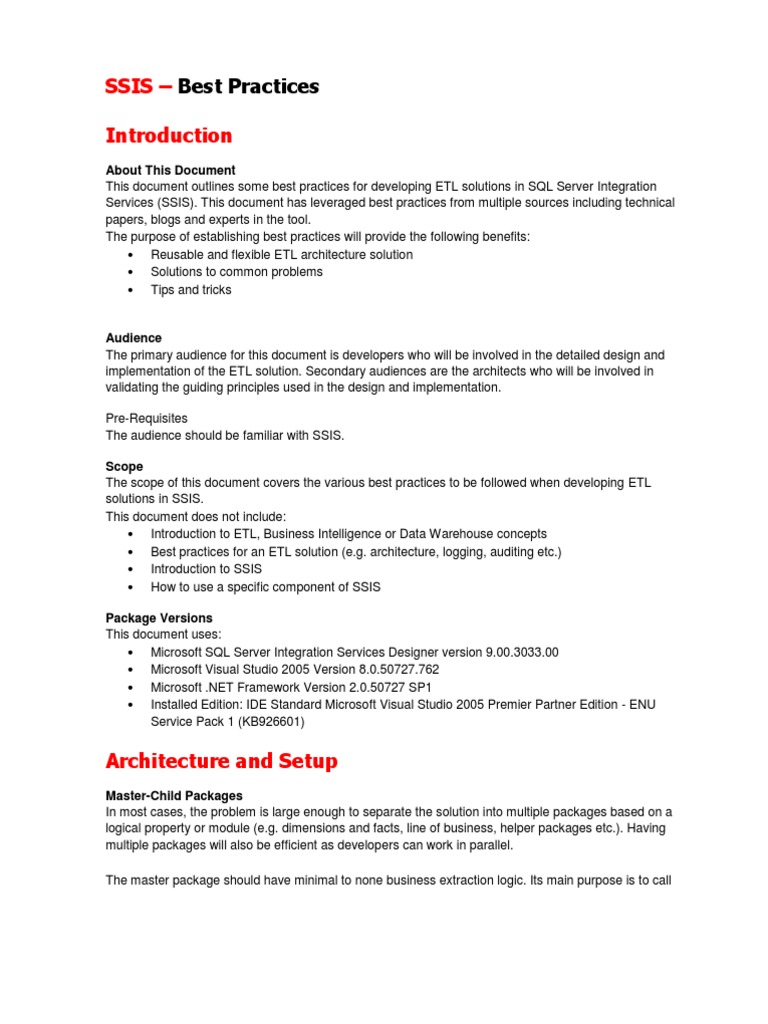 SSIS Best Practices | PDF | Microsoft Sql Server | Oracle Database