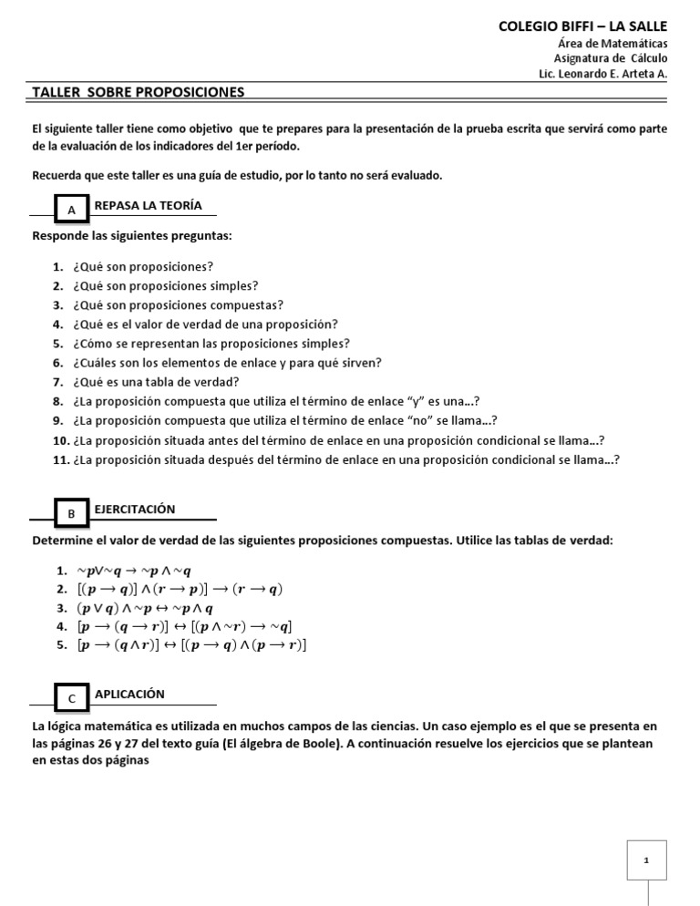 Taller de Proposiciones | PDF