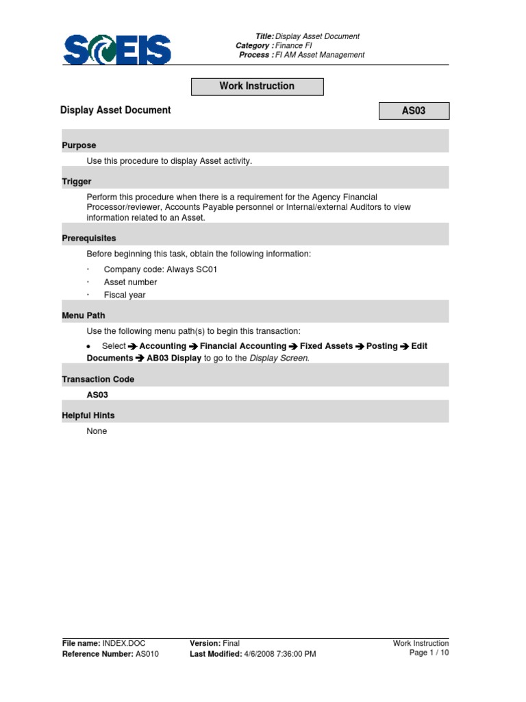 Ab03 Display Asset Document | PDF | Asset Management | Software
