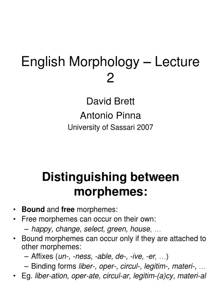 English Morphology 2 | PDF | Morphology (Linguistics) | English Language