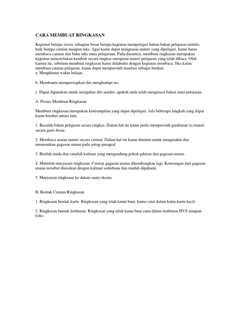 Cara Membuat Ringkasan | PDF