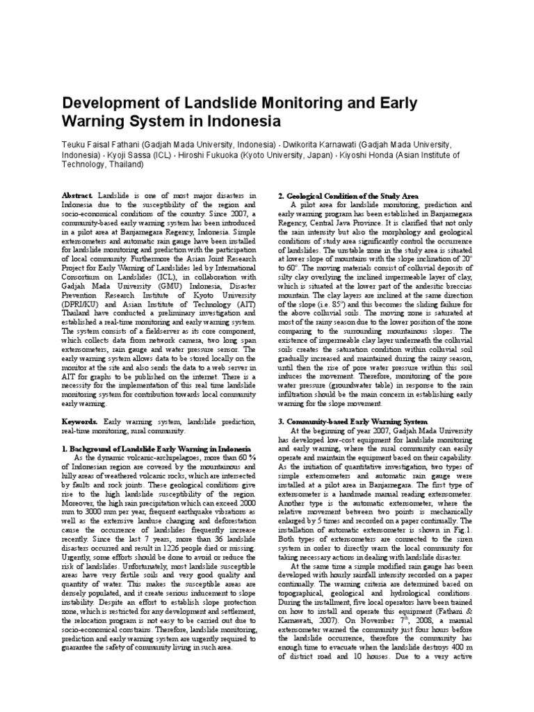 Development of Landslide Monitoring and Early Warning System in ...