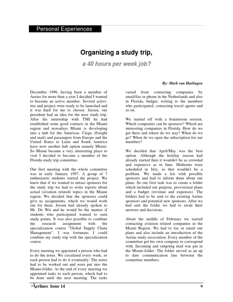 14 Organizing A Study Trip | PDF | Business