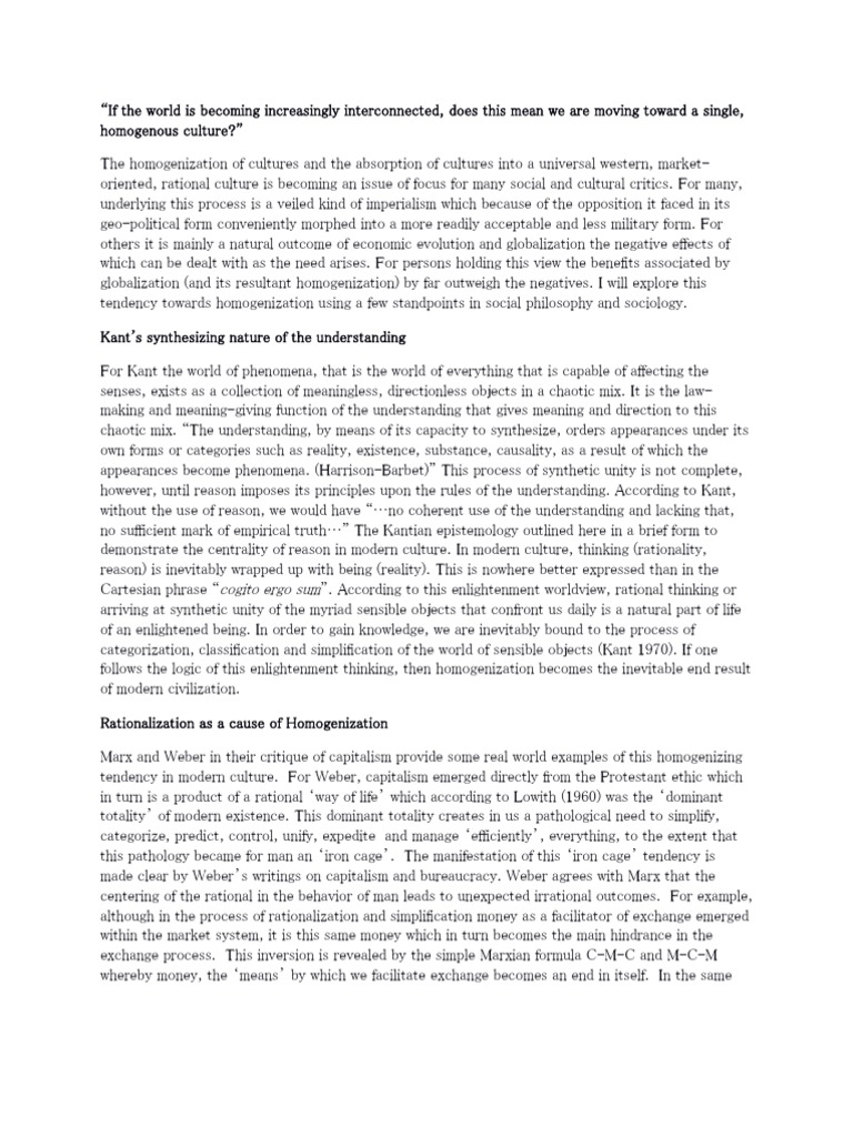Is The World Becoming More Homogeneous? | PDF | Max Weber | Bureaucracy