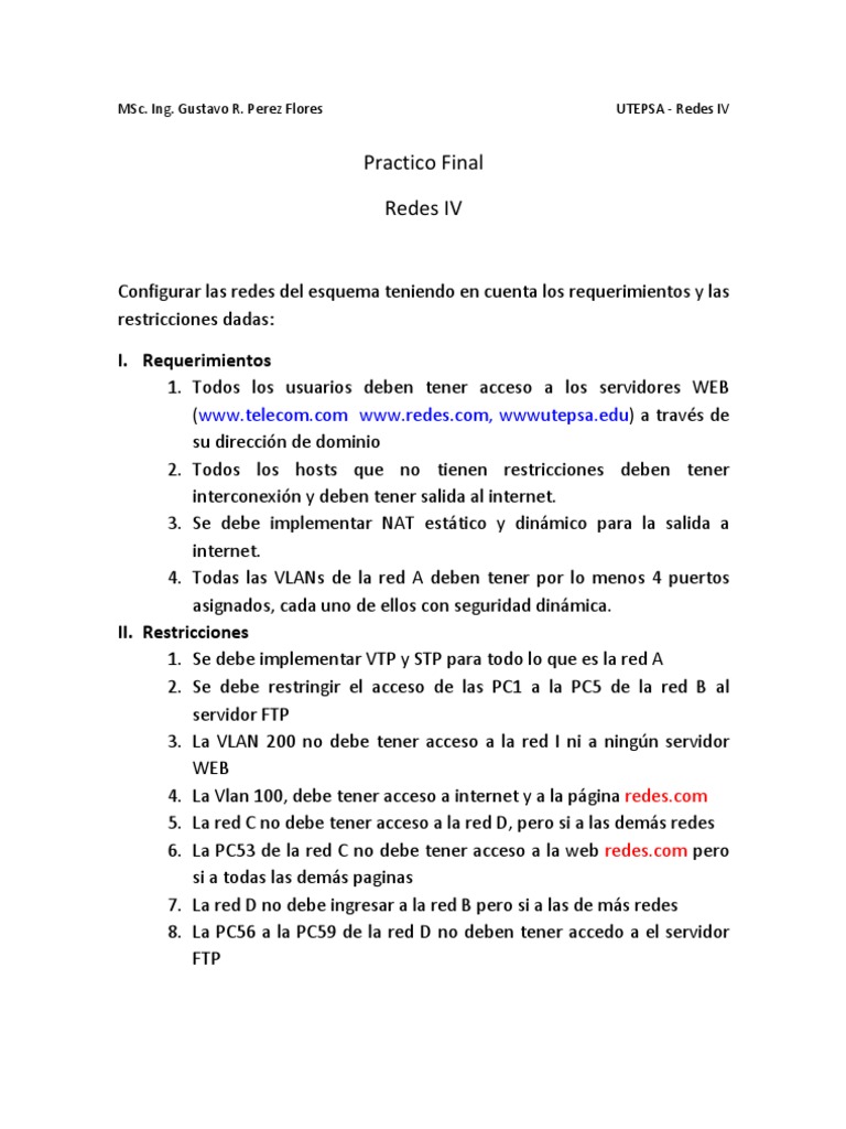 Proyecto Final Redes 4 Utepsa | PDF