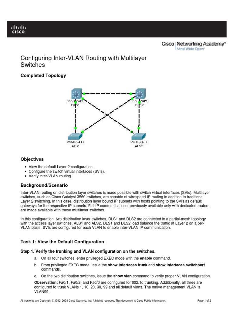 Switching Lab-05b Configuring InterVLAN Routing | PDF | Network Switch | Ip Address