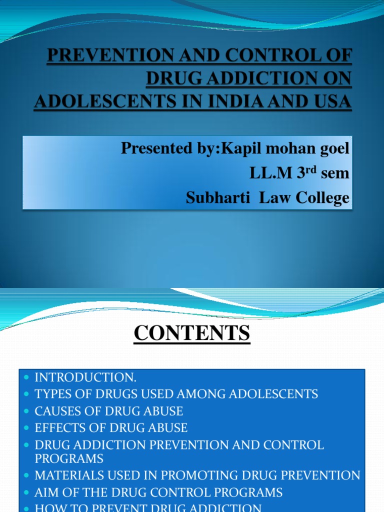 Prevention and Control of Drug Addiction on Adolescents | Substance ...