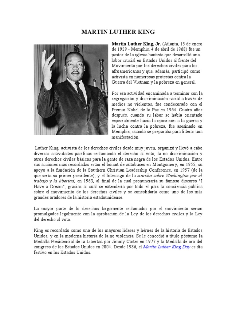 Biografía de Martin Luther King | PDF | Martin Luther King hijo ...