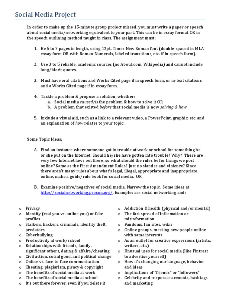 Social Media Project PDF | PDF | Citation | Mass Media