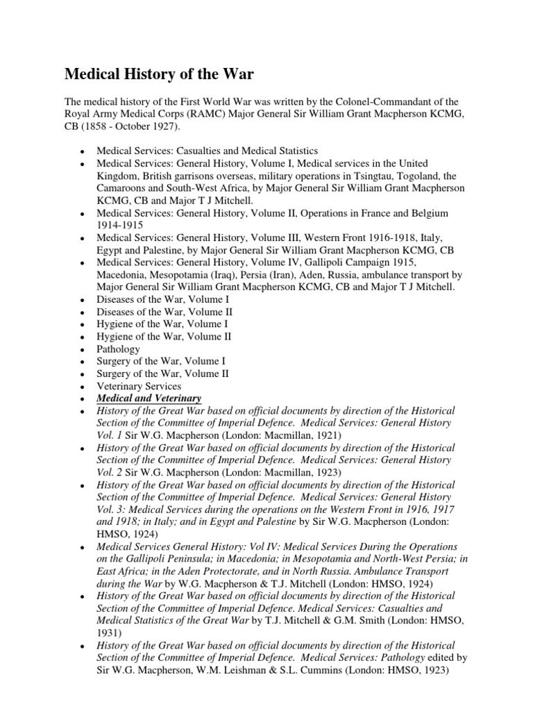 Medical History of The War | PDF | World War I | Military