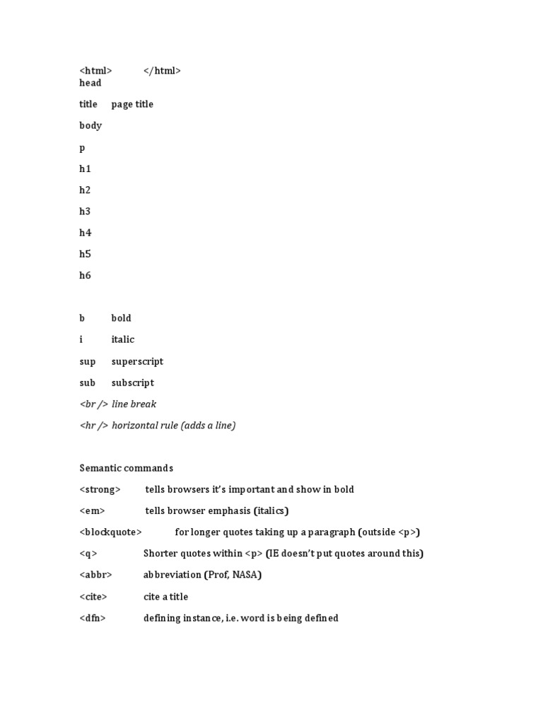 HTML Horizontal Rules and Breaks | PDF