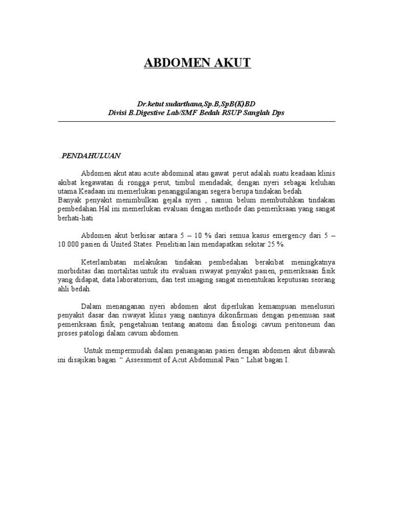 Abdomen Akut | PDF