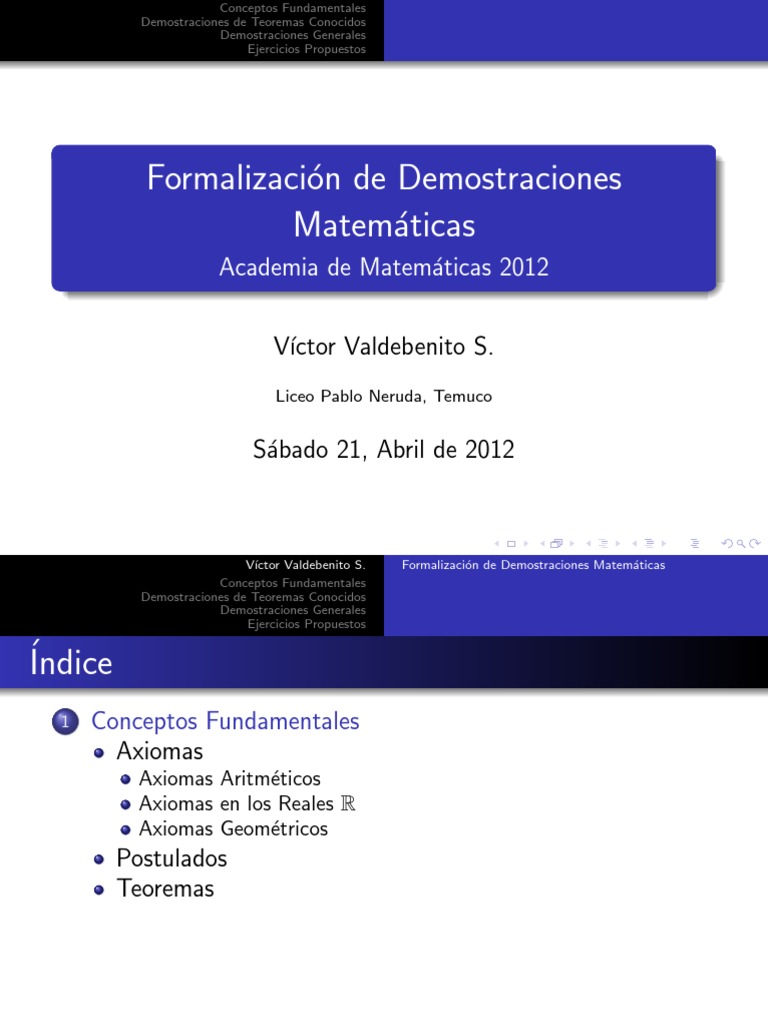 Formalización de Demostraciones Matemáticas | PDF | Axioma | Prueba ...