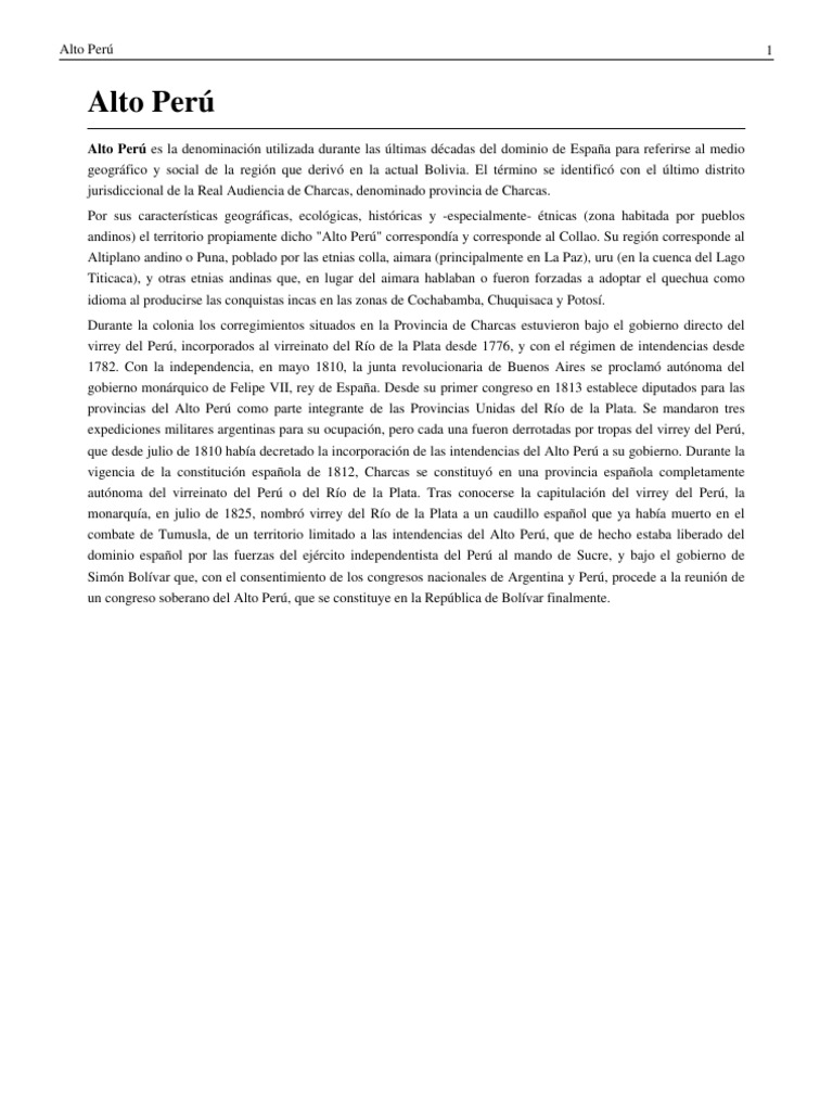 Alto Peru | PDF